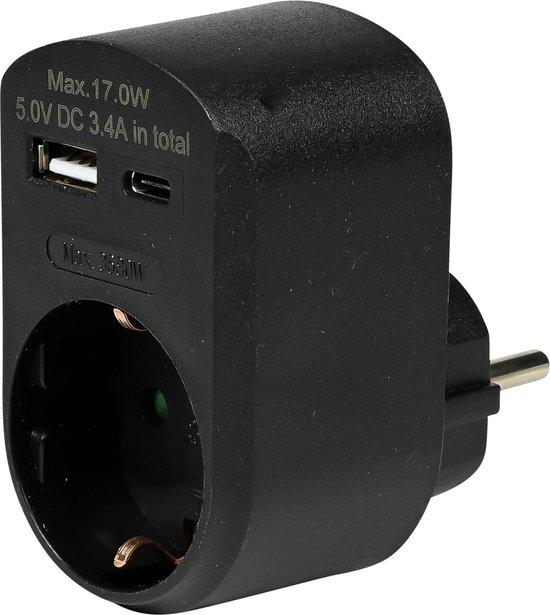 Benson Stopcontact met USB-A en USB-C - Zwart - Modern en Efficiënt ...