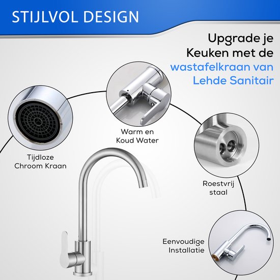 Aqua Sanitair Keuken kraan - Keuken Mengkraan - Keukenkraan chroom | bol