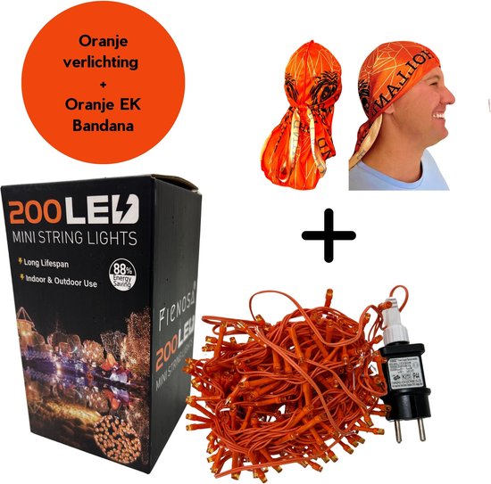 Oranje Kerst Lichtsnoer & Oranje Bandana- Kerstlichtjes - Lichtsnoer ...