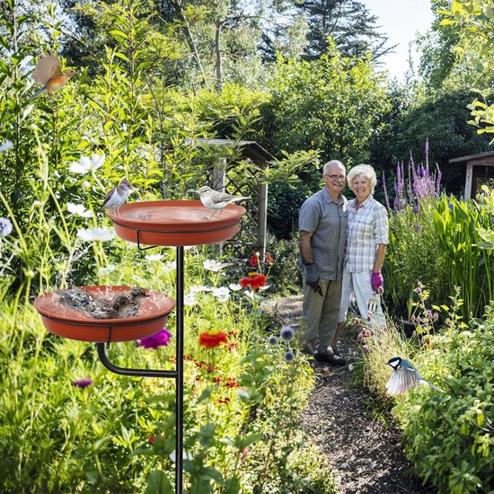2-in-1 Vogelbad Voederschaal Waterplaats Staand - Voor Wilde Vogels ...