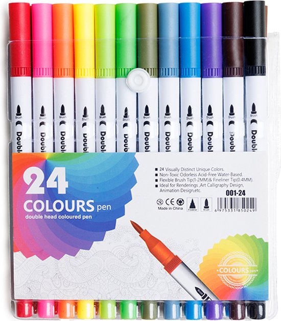 Twinmarkers - Stiften - Set van 24 - Aquamarkers - Dual-tip markers ...