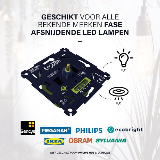 EcoDim led wisseldimmer 0-250W, ECO-DIM.11, inbouw, kleine inbouwdiepte ...