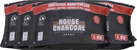 House of Charcoal Light the bag aansteek zak Houtskool FSC 1kg - 4 ...