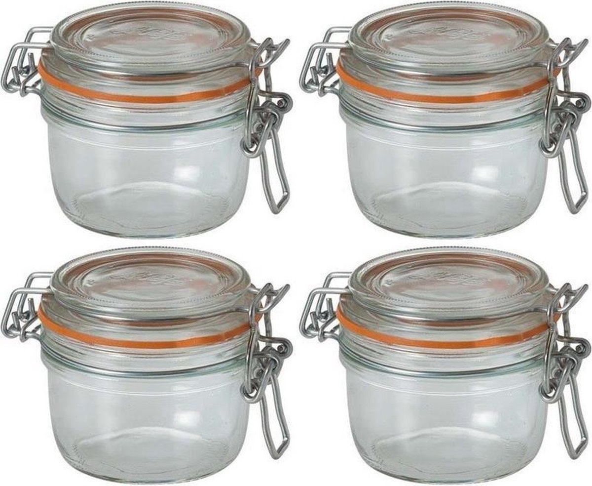 4x Weckpotten/inmaakpotten met klepdeksel en beugelsluiting 125 ml ...