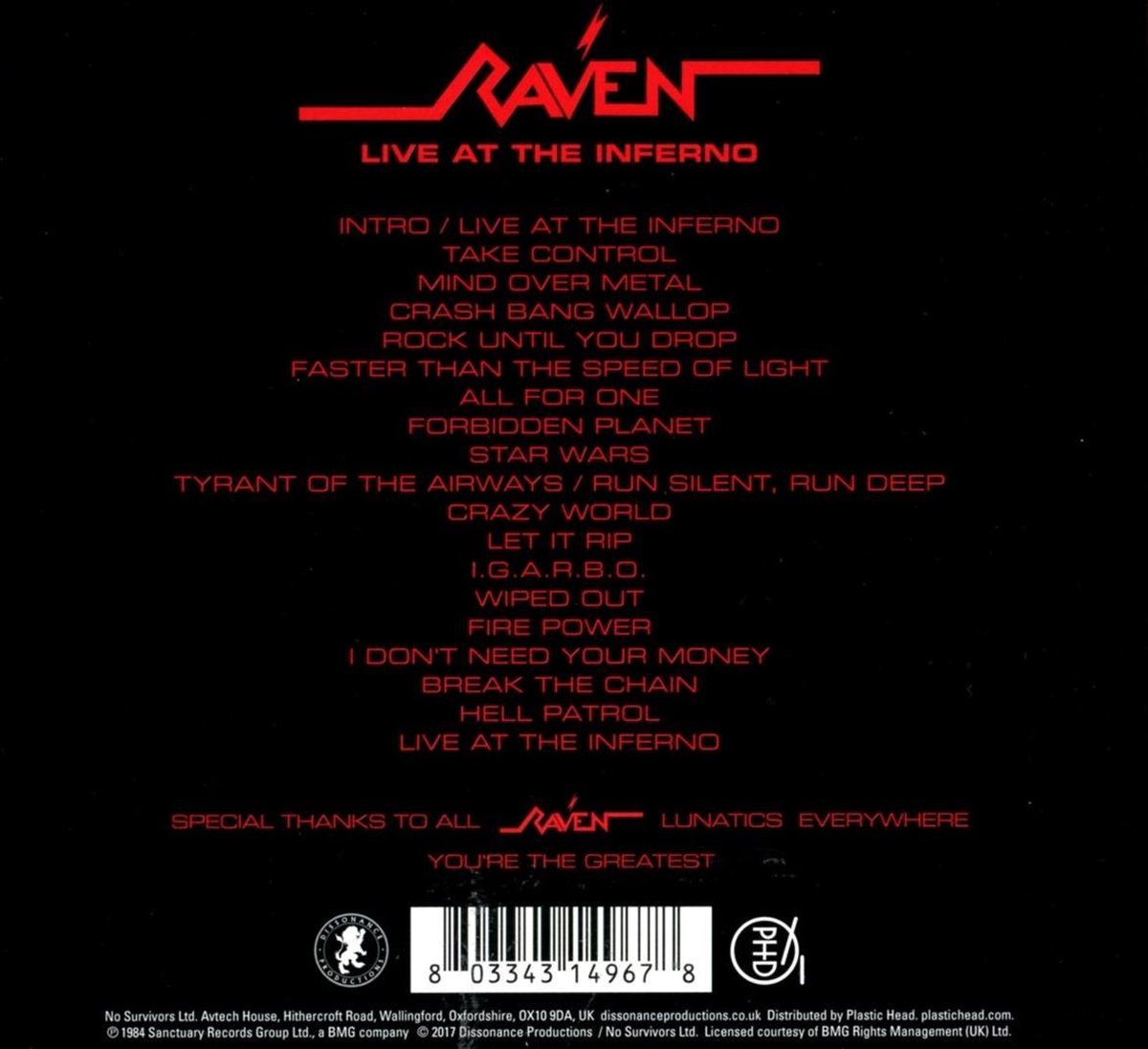 Live At The Inferno, Raven | CD (album) | Muziek | bol.com