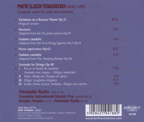 Tchaikovsky; Complete Works Cello, Alexander Rudin | CD (album ...