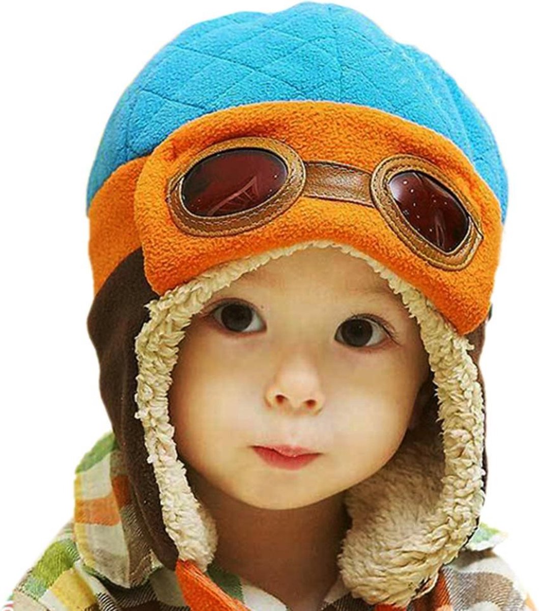 Baby muts piloot met voering | 6-36 maanden | blauw oranje | bol.com