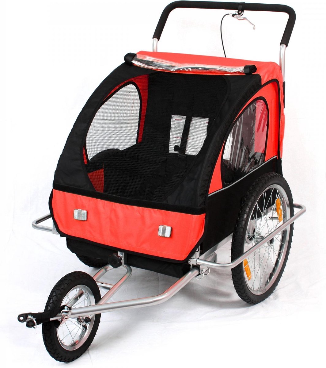 Geveerde fietskar met buggy functie Rood / Zwart | bol.com