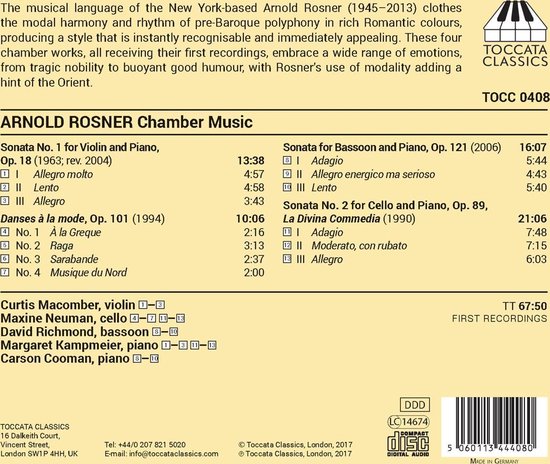 Curtis Macomber, Maxine Neuman, David Richmond - Rosner: Chamber Music ...