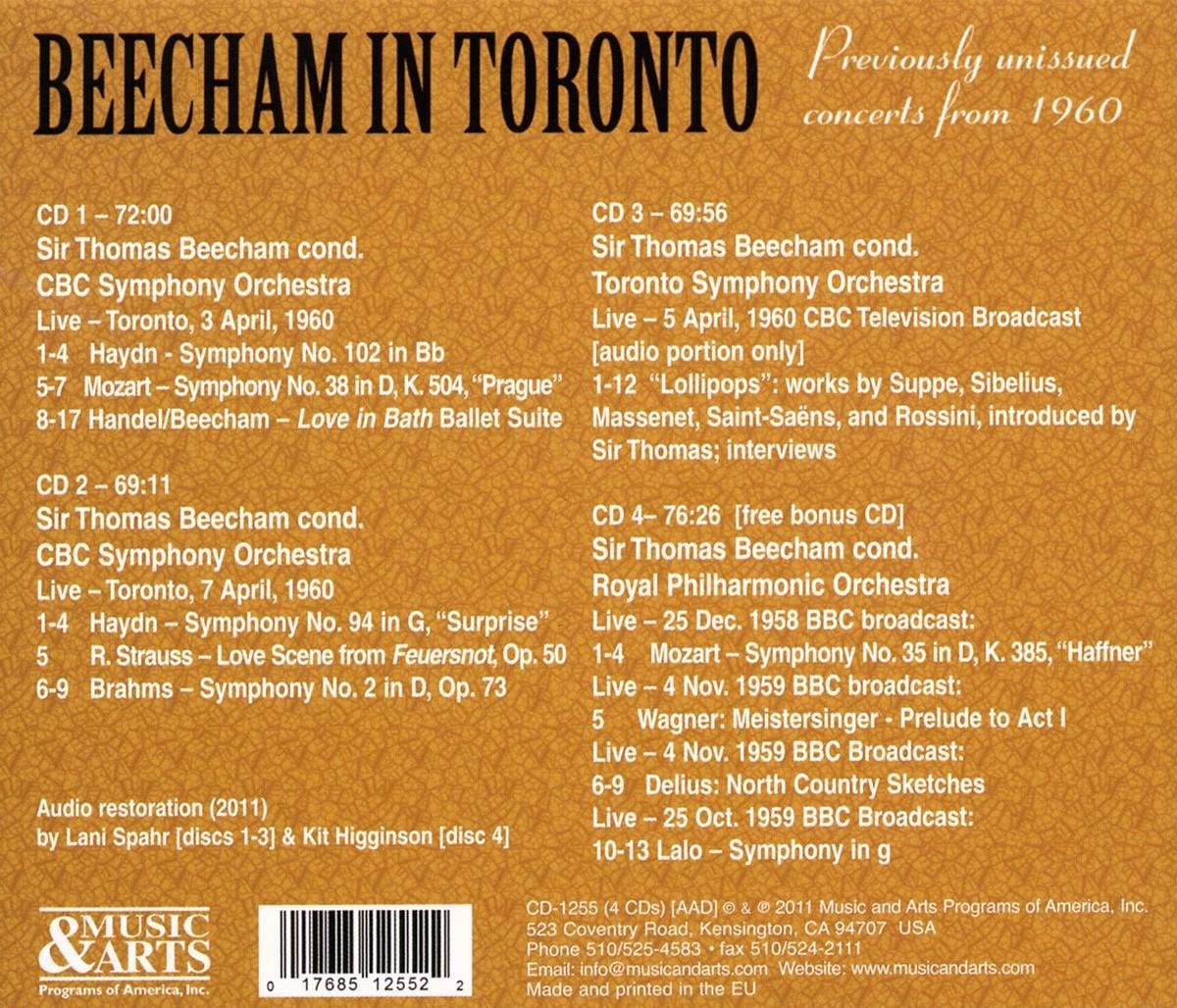 Sir Thomas Beecham - Beecham In Toronto - Previously Uni (4 CD), Cbc ...