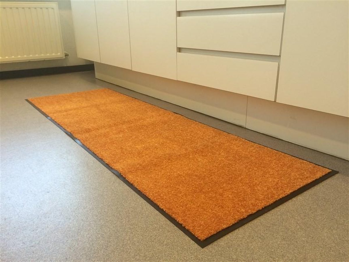 Keukentapijt / droogloop vloermat Wash & Clean oranje 60x180cm | bol.com