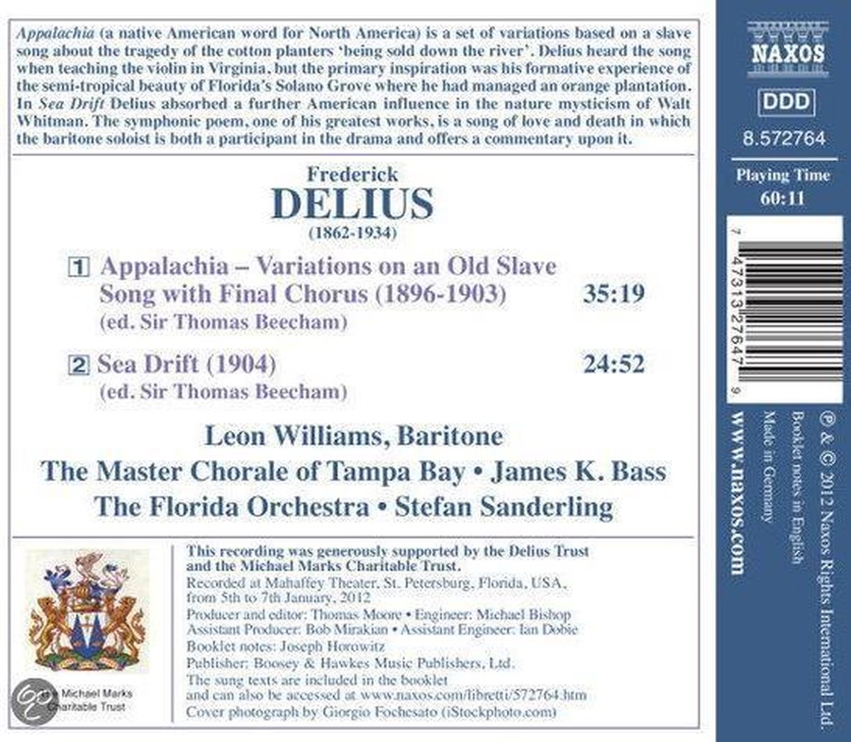 Delius: Appalachia/Sea Drift, Stefan Sanderling | CD (album) | Muziek ...