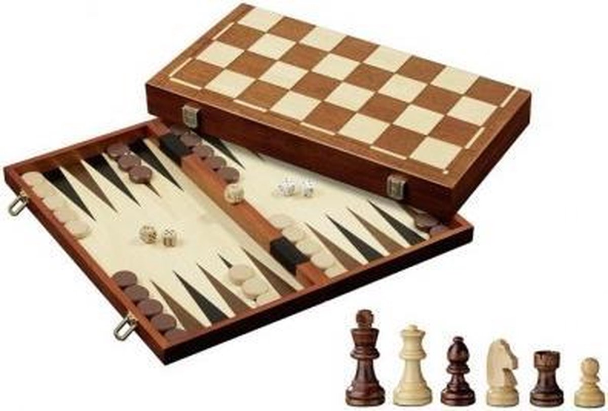 Philos Schaak/Dam/Backgammon Kassette Veld 40 mm, Koningshoogte 78 mm ...