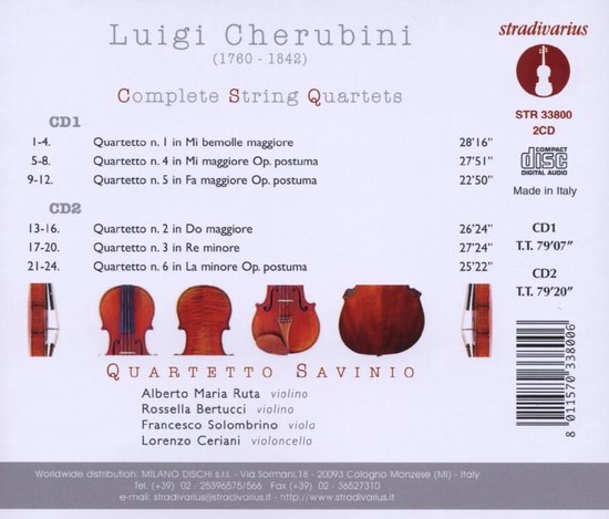 Cherubini Complete String Quartets, Quartetto Savinio | CD (album ...