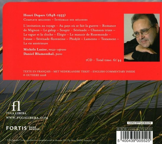 Michèle Losier, Daniel Blumenthal - Duparc: Complete Mélodies (CD), Daniel Blumenthal... | bol