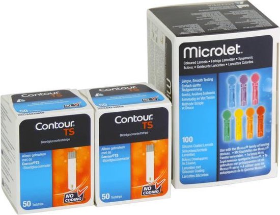 Contour TS bloedglucosestrips (2x50), Microlet lancetten (100) | bol