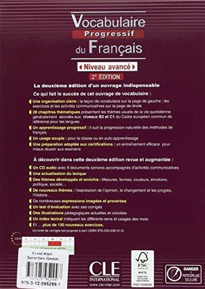 Vocabulaire progressif du français - Niveau avancé (2ème édition) B2/C1 ...