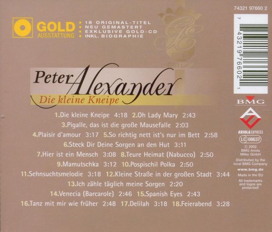 Die Kleine Kneipe, Peter Alexander | CD (album) | Muziek | bol