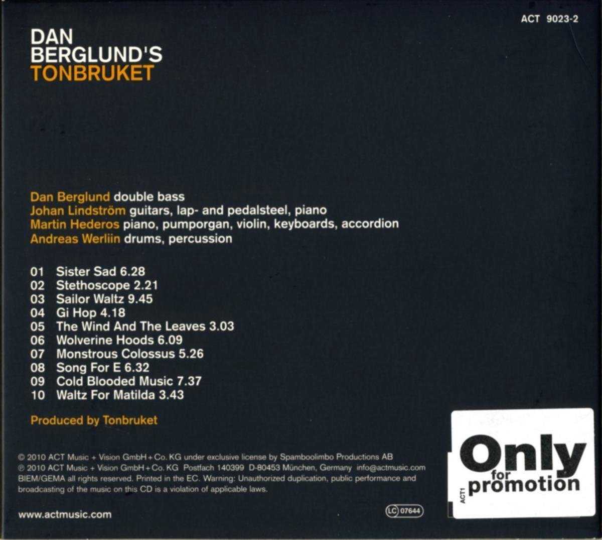 Tonbruket, Dan Berglund's Tonbruket | CD (album) | Musique | bol.com