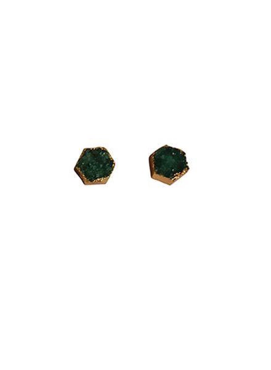 Minimalist chic natuursteen statement oorbellen groen | bol.com