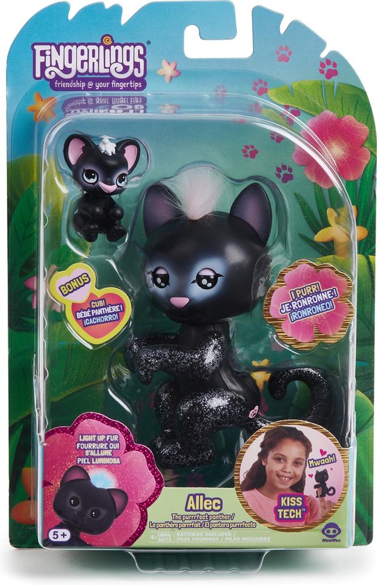 WowWee Fingerlings Katachtigen Robot met Welpje - Zwarte Panter | bol