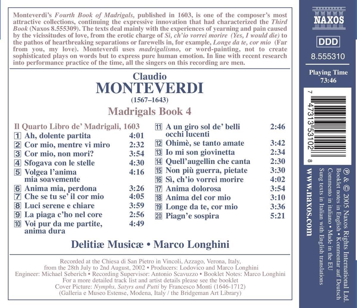 Monteverdi: Madrigals Book 4, Delitiae Musicae | CD (album) | Muziek | bol.com