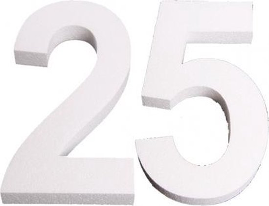 Piepschuim 25 cijfer 25 cm - Styropor cijfer 25 | bol.com