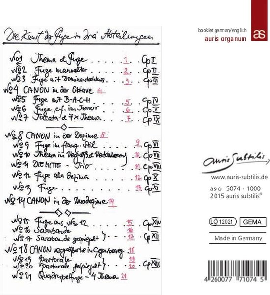 The Art Of Fugue, Franns-Wilfrid Von Promnitz | Muziek | bol