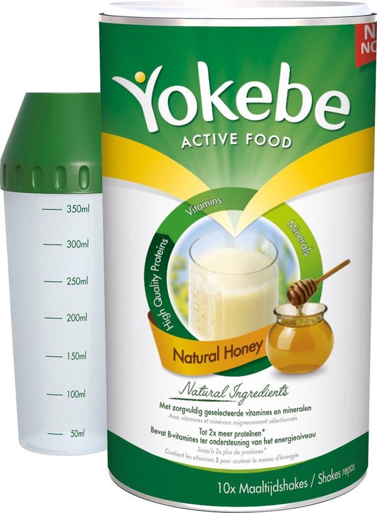 Duits Yokebe Natural Honey Maaltijdshake + Shaker - Helpt bij afvallen ...