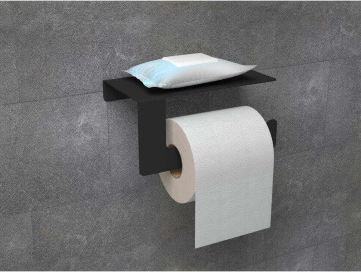 Toiletrolhouder met Telefoonplank / Metalen Matzwarte / Stainless WC ...