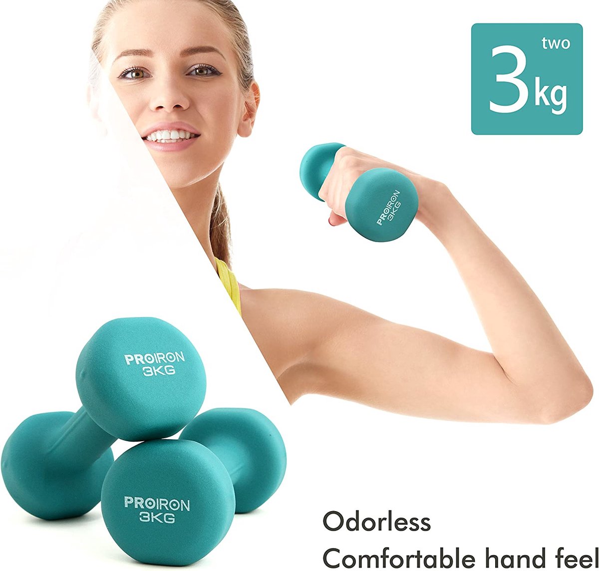 PROIRON Neopreen Halter，Gewichten，1kg 1.5kg 2kg 3kg 4kg 5kg 8kg 10kg,2 in 1,Proiron... | bol.com