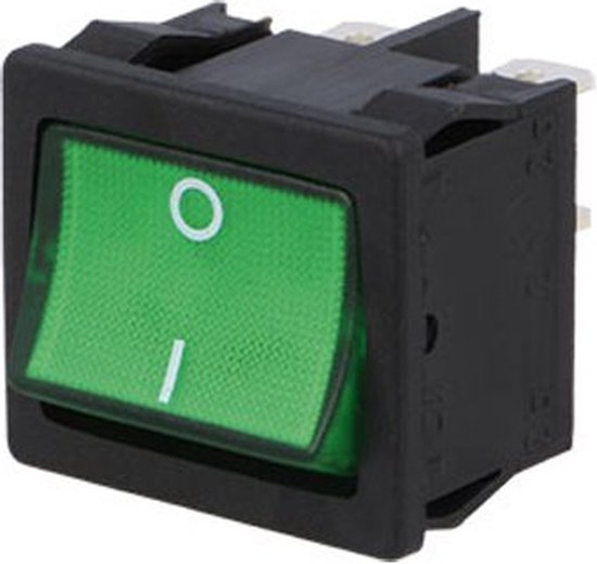 Wipschakelaar Aan-Uit met opdruk R13-33 1805.7109 - 12A 250V - Groen ...