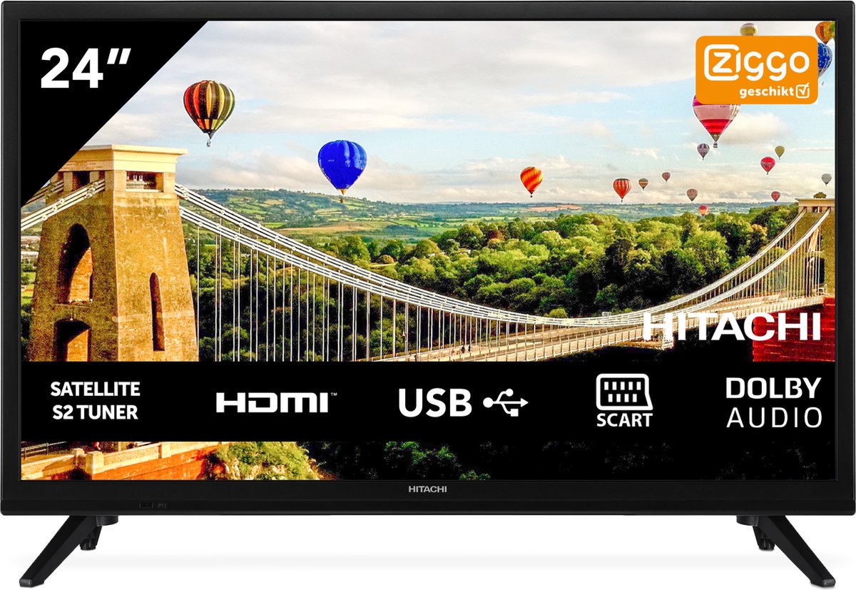 Hitachi 24HE1300 Televisie - 24 inch - HD Ready - LED TV met HDMI ...