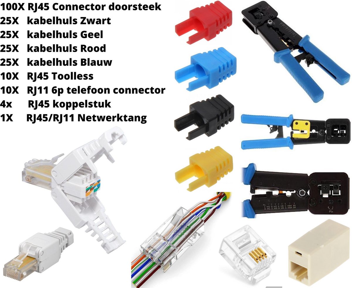 Netwerk assortiment met JMS-EZTOOL UTP Krimptang, JMS RJ45 EZ Type ...