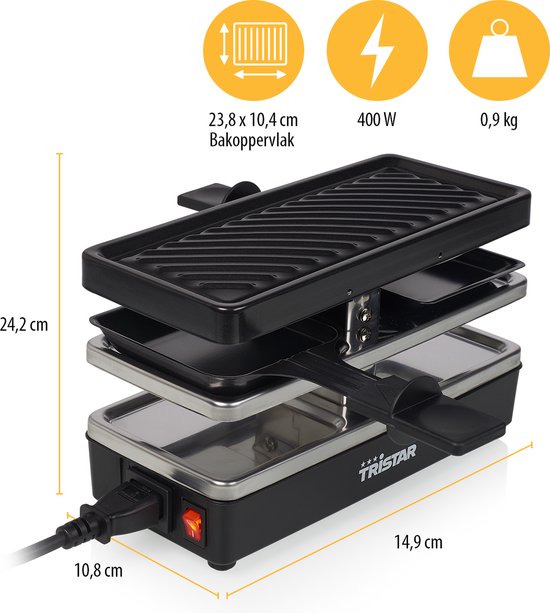 Tristar Gourmetstel - Raclette - Uitbreidbaar - 2 personen - Camping ...