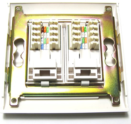 BeMatik - 80x80 wand- of gootdoos met 2 RJ45 UTP Cat.5e 568B | bol