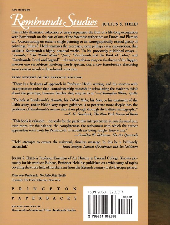 Rembrandt Studies | 9780691002828 | Julius Samuel Held | Boeken | bol.com