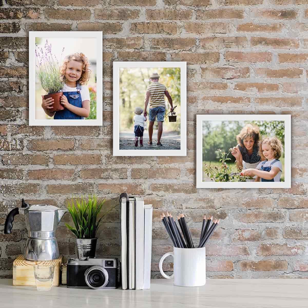Set van 3 fotolijsten 13x18 cm modern wit gemaakt van MDF met acrylglas ...