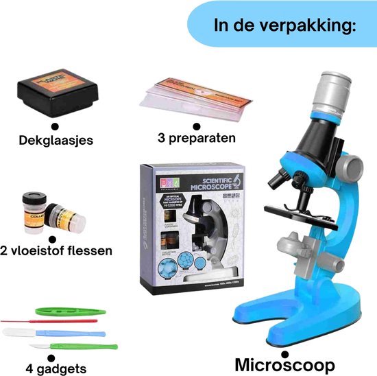 Microscoop - Wit - tot 1200x Vergroting - Kinderen - LED Verlichting ...