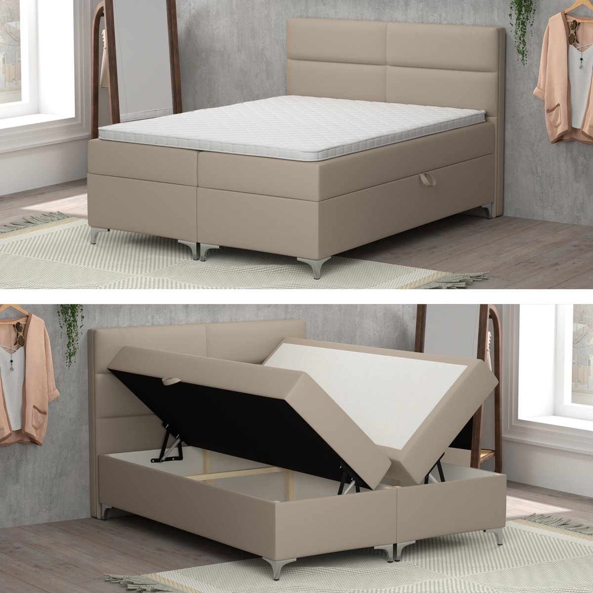 WeSleepy® Prime Boxspring Bed met Opbergruimte 160x200 - Inclusief ...