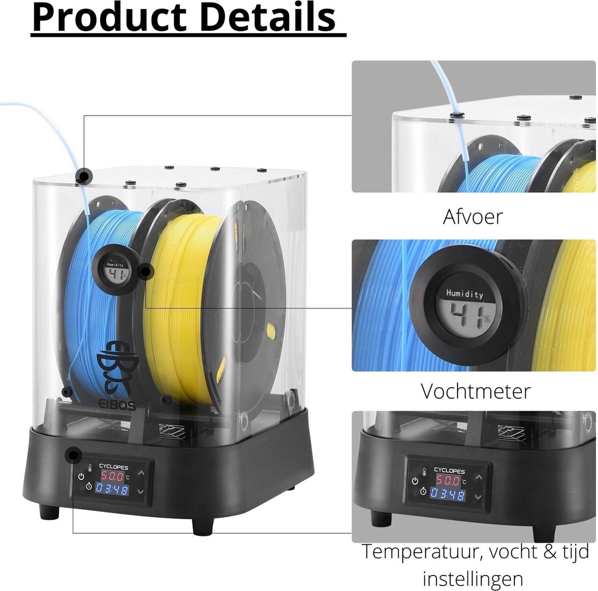 Filament Droger l Filament Droogbox l Droogbox Met Hygrometer l 150W ...