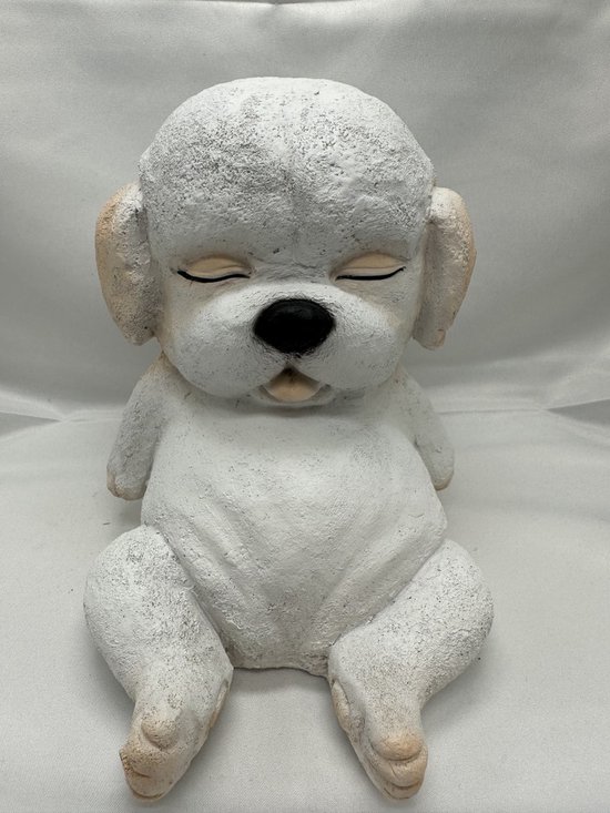 Decoratief polyresin slapend dier - witte hond - hoogte 20x19x17 cm ...