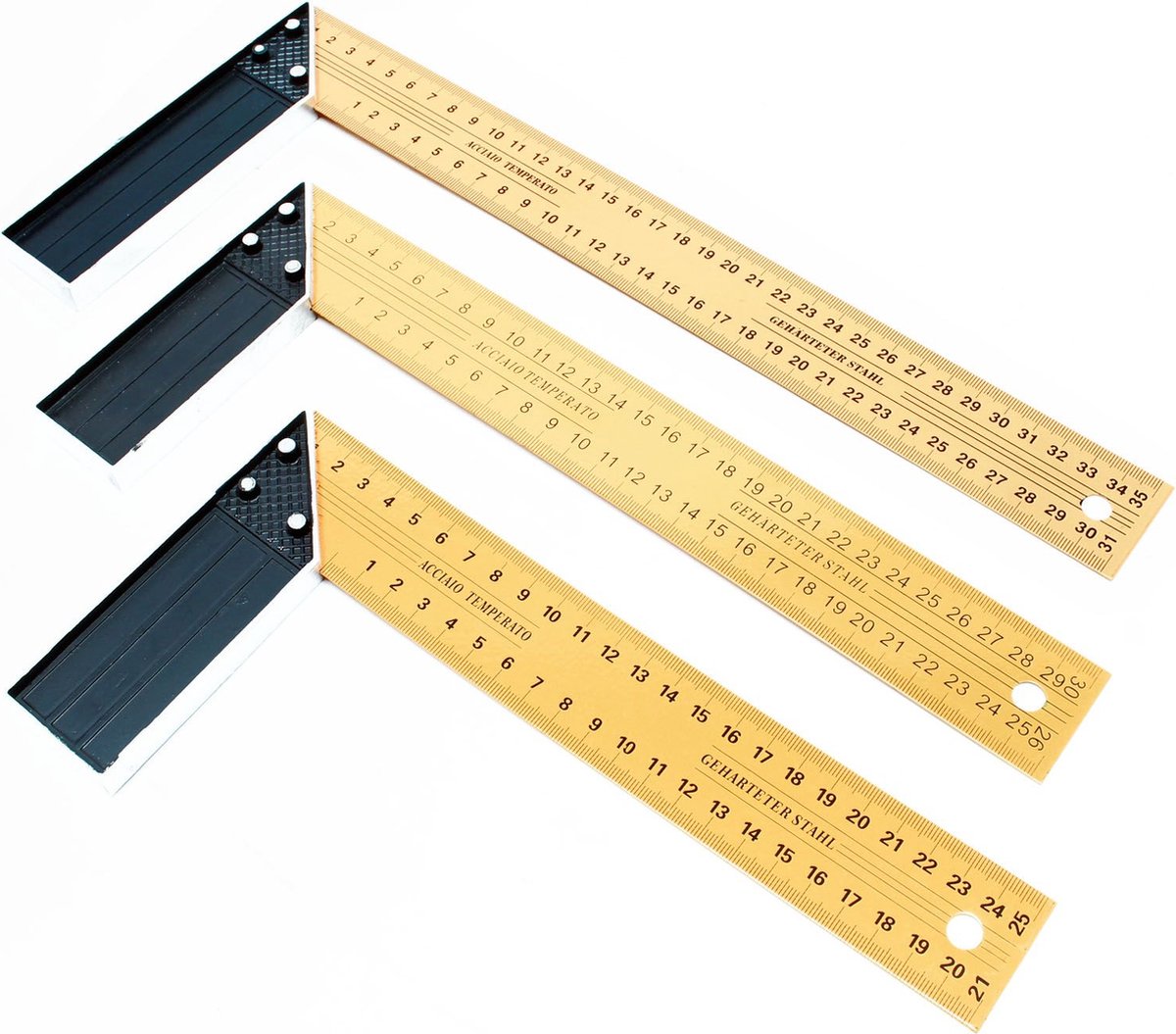 Winkelhaak 3-delige set 250mm, 300mm, & 350mm met 90° aanslaghoek | bol.com