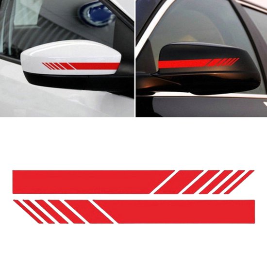 Auto Spiegelkap Stickers Rood - Set van 2 - Spiegelkappen Striping Wrap ...
