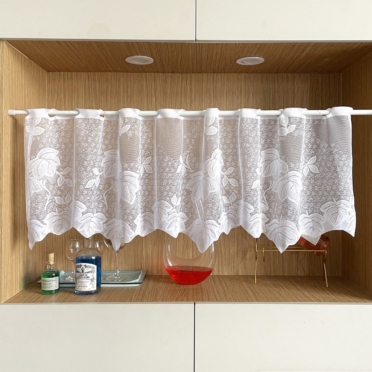 XD&L-Kant Pure Raam Korte Vitrage - Geborduurde Bladeren Café Keuken ...