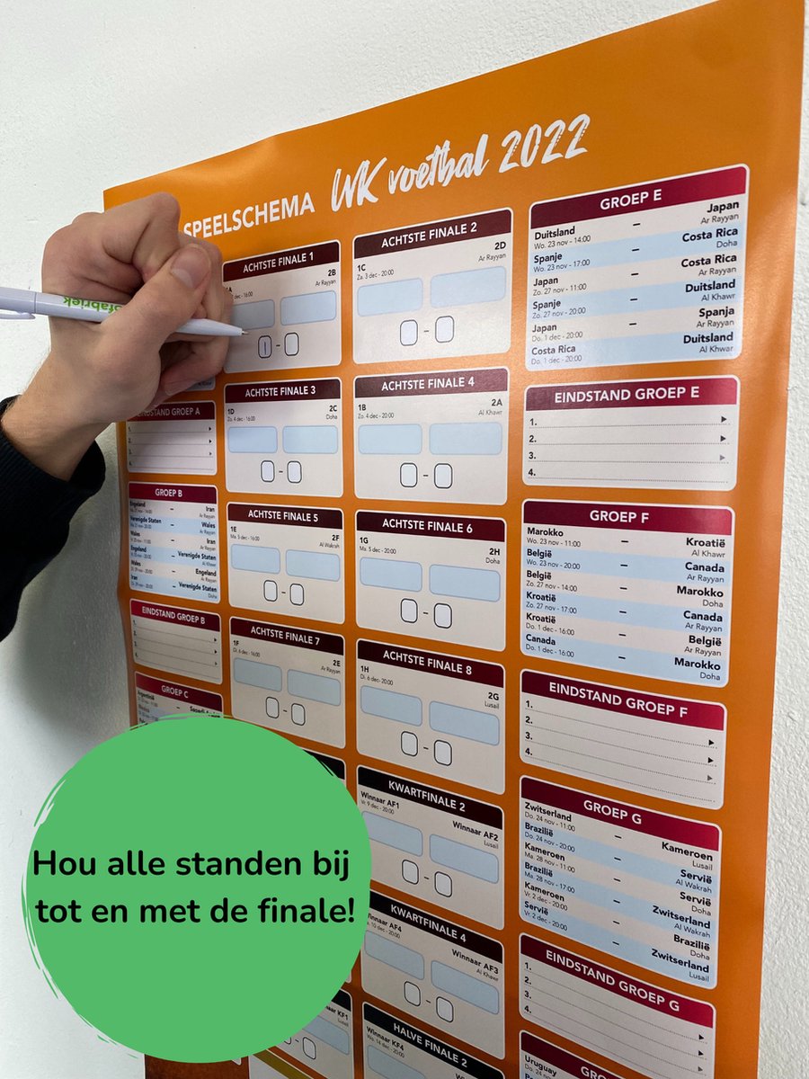 WK speelschema 2022 (A3 formaat)| WK voetbal 2022 | OnsOranje ...