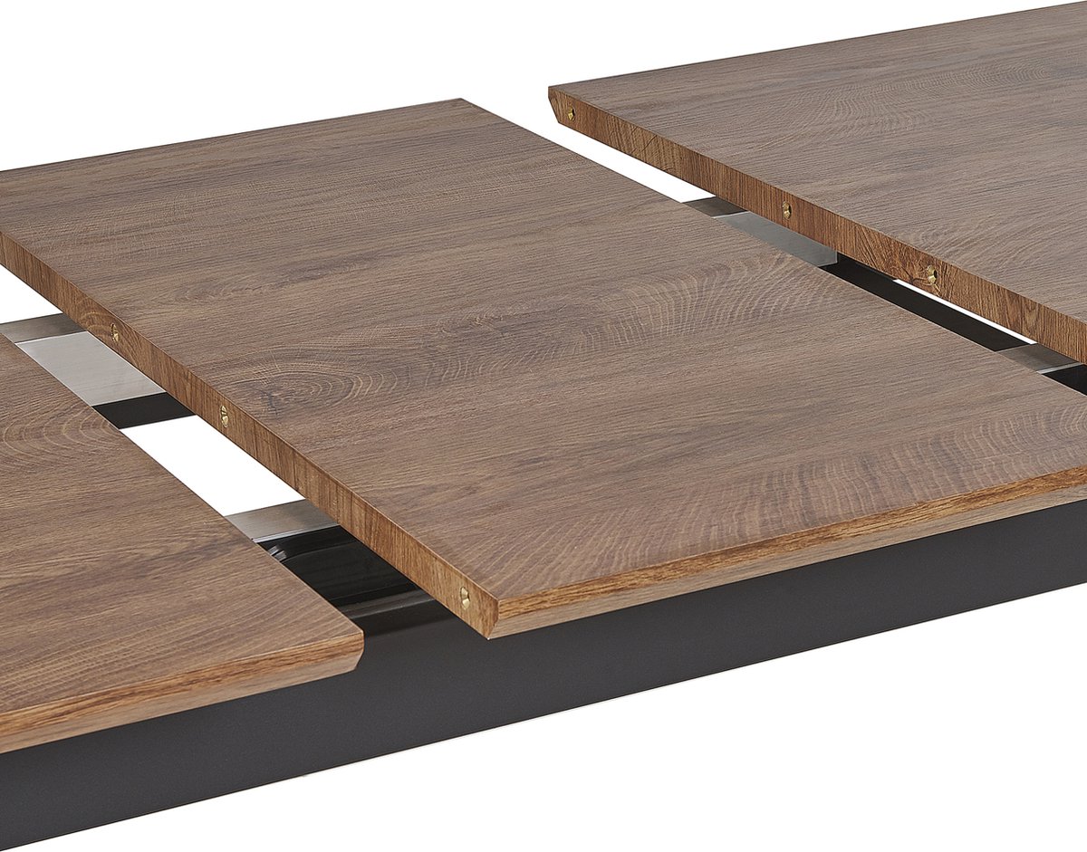 Beliani CALIFORNIA - Uitschuifbare eettafel - donkere houtkleur - MDF ...