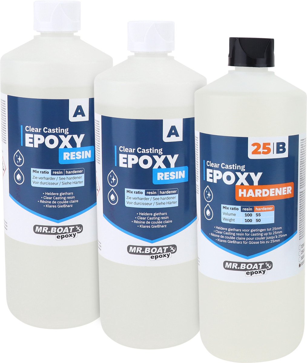 Mr.Boat Epoxy Giethars 25 - 3000 gram - Transparante Resin / Epoxyhars ...