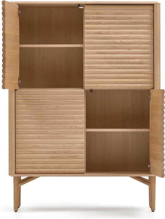 Kave Home - Lenon hoog dressoir met 4 deuren massief hout en eiken ...