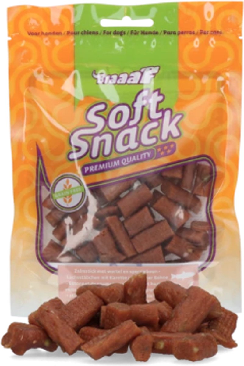 Braaaf Soft Snack Zalmstick met wortel en sperzieboon | bol.com